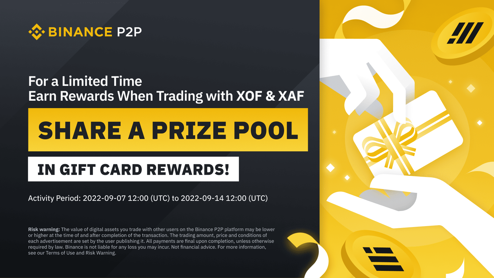 Trade XOF & XAF on Binance P2P to Share 2,800 BUSD in Gift Cards - Binance | CoinCarp